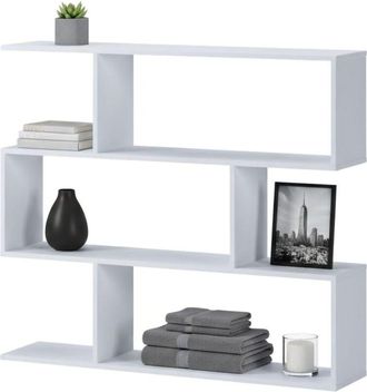 Dmora Terzolas Regal, Bibliothek 3 Etagen, Bodenmontage, Tragkraft pro Regal 15, 110x25x96h cm Wei&szlig;