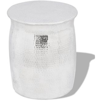 vidaXL Vidaxl - Hocker/Beistelltisch aus geh&auml;mmertem Aluminium Silbern