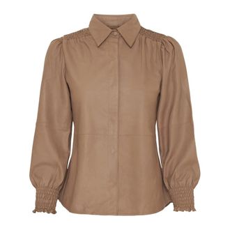 Notyz Lederhemd - - Jackets - Damen - Beige - S