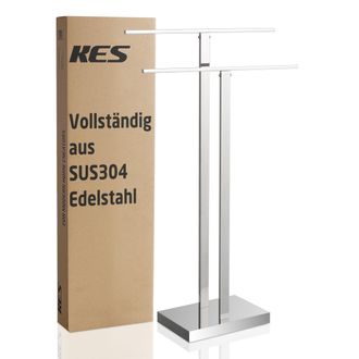 Kes Handtuchhalter Stehend Handtuchst&auml;nder Badetuchhalter Edelstahl 18/8 Doppel Handtuchstange Freistehend Poliert, BTH231