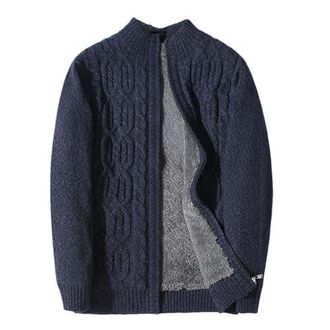 Generic Pull &eacute;pais en laine et cachemire pour homme - Cardigan dhiver &agrave; col roul&eacute;, A265-1 Bleu marine, 5XL