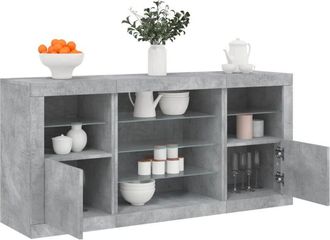 vidaXL Vidaxl - Buffet avec lumières led gris béton 142,5x37x67 cm
