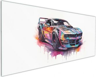 Wallario K&uuml;chenr&uuml;ckwand aus Glas 125 x 50 cm, Motiv: Buntes Stra&szlig;enbiest | Spritzschutz abwischbar & pflegeleicht