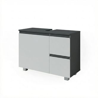 Vicco Waschbeckenunterschrank Anthrazit/Wei&szlig; J-Shape 80x61x33 cm - Unterschrank f&uuml;r das Badezimmer, Zus&auml;tzlicher Stauraum direkt unter dem Waschbecken