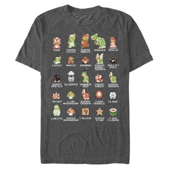 Nintendo Herren Pixel Cast T-Shirt, Zeichen Htr, Mittel