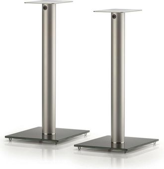 Les Tendances Pieds pour enceintes &agrave; poser SP100 verre tremp&eacute; noir et alu bross&eacute; - lot de 2