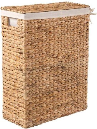 Calicosy Panier &agrave; linge &eacute;troit avec couvercle en jacinthe deau L21 cm - MAYA