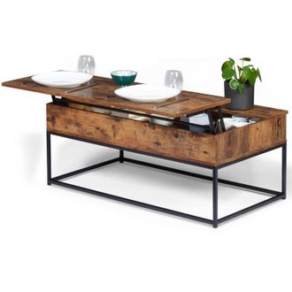 IDMarket Idmarket - Couchtisch mit rechteckiger Hubplatte dayton Antik-Effekt Industriedesign