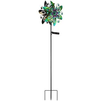 Globo Lighting Solarleuchte Außenleuchte led Windrad bunt Gartenlampe Deko h 124 cm