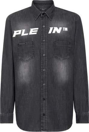 Philipp Plein Homme, Chemises, Gris, Taille: XL Denim Shirt LS