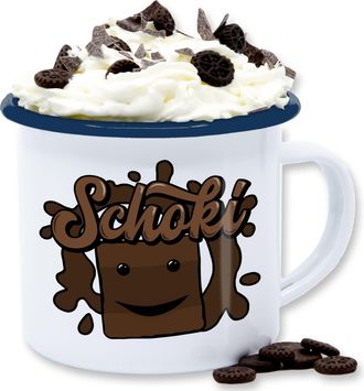Shirtracer Emaille Tasse Blechtasse - Karneval Fasching - Tassen - Milky & Schoki Schokolade - 300 ml - Wei&szlig; Blau - fasching- chocolate becher carnevale karneval