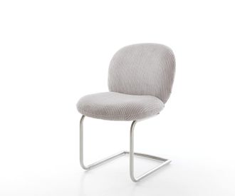 DELIFE Freischwinger Nube-Flex Cord Silbergrau Freischwinger rund Edelstahl Taschenfederkern, Esszimmerst&uuml;hle