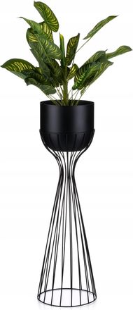 HowHomely Moderne Blumenst&auml;nder Metall 68 cm Hoch mit Schwarz Blumentopf Rund 18 cm &Oslash; auf Robuste St&auml;nder - Pflanzenst&auml;nder zur Dekoration Innenr&auml;umen