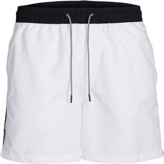 Jack & Jones Jpstfiji Jjswim Black Tape LY Sn Short de Bain, Blanc, L Homme