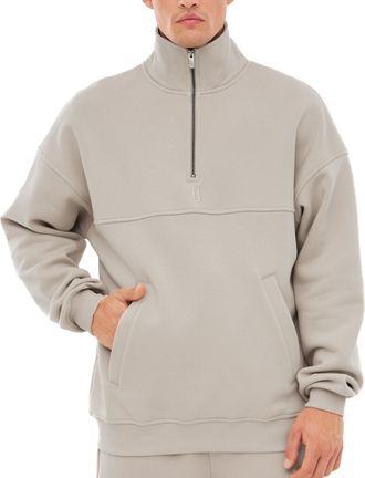 Johnny Urban Sweatshirt mit Rei&szlig;verschluss Herren & Damen Beige - Cooper - Half Zip Sweater Pullover aus Baumwolle - Oversized Troyer Mit K&auml;ngurutasche - Stehkrage