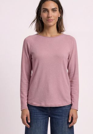 Street One Langarmshirt STREET ONE, Damen, Gr. 34, rosa (vintage blush meliert), Stoff, 67% Viskose, 30% Polyester, 3% Elasthan, unifarben, normal normal, Rundha