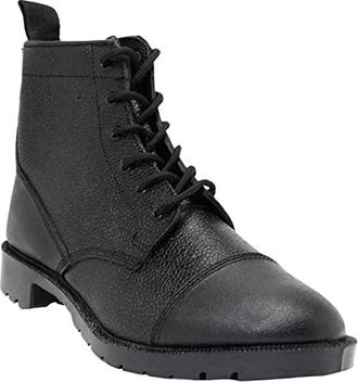 Grafters Mens High Shine Black Leather Cadet 6 Eyelet Boots M166A KD-UK 11 (EU 45)