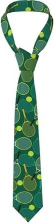 Generic Cravate Pour Hommes Raquettes Et Balles De Tennis Vertes Classique Tie &Eacute;l&eacute;gant Cravate Pour &Eacute;v&eacute;nements L&Eacute;cole Mariage