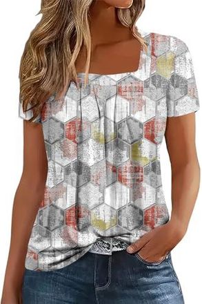 Generic Blouse Femme Ete Manches Courtes Col V Tunique À Pois,Chemisiers Et Blouses Blouse Ete Plage Femme Gilet Femme Court Rouge Blouse DÉté Femme Gilet Fem