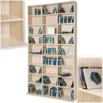 TecTake Étagère Bibliothèque Étagère Rangement CD/DVD pour 1080 CDs - 180x102x23,5 cm Meuble de Rangement Moderne pour Rangement Bureau, Salon, Chambre, Etage