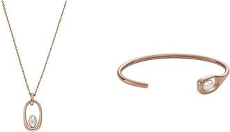 Skagen Womens Anhänger Halskette Agnethe und Manschettenarmband Muschel Perle