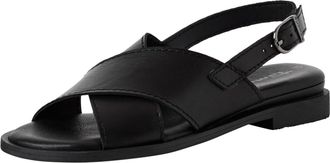 Tamaris Damen Sandalette Leder flach, schwarz, 38 EU