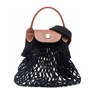 Longchamp Femme, Sacs, Noir, Taille: ONE Size Le Pliage Filet XS Mesh Bag