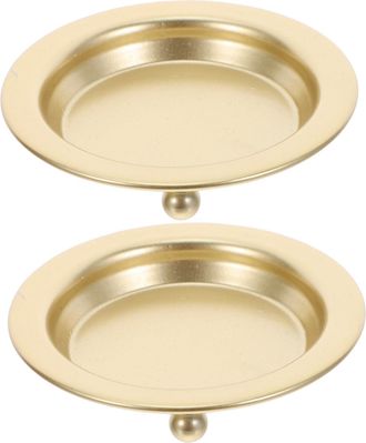 Amosfun 2st&uuml;cke Kerzenst&auml;nder aus Eisen Poliert f&uuml;r Tisch mit Tablett f&uuml;r Stumpenkerzen Kugelkerzen Duftkerzen und Led-Kerzen Vintage-Design Metall Untertasse