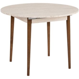 Habitat et Jardin Table &agrave; manger extensible en bois Viona 100 x 100 x 75 cm - Travertin