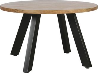 Byliving Couchtisch Lara/runder Sofatisch/Beistelltisch Massivholz Platte Akazie Natur hell-braun/Gestell Metall schwarz pulverbeschichtet/D 75, H 47 cm