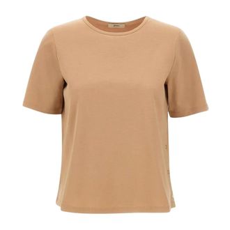 Herno Femme, Tops, Beige, Taille: 40 FR T-shirt avec boutons lat&eacute;raux