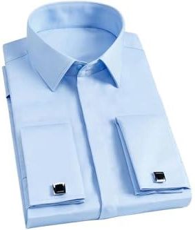 Generic Chemise fran&ccedil;aise &agrave; manches longues en coton uni pour homme, coupe ajust&eacute;e, couleur unie, chemise boutonn&eacute;e, 5, 4XL
