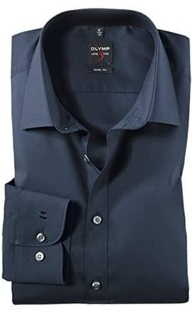 Olymp Level Five Body Fit Chemise stretch &agrave; manches extra longues Blanc, bleu nuit, 44