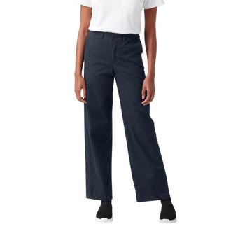 Dickies Damen Twill-Hose mit hohem Bund und weitem Bein, Abgespült Dark Navy, 36