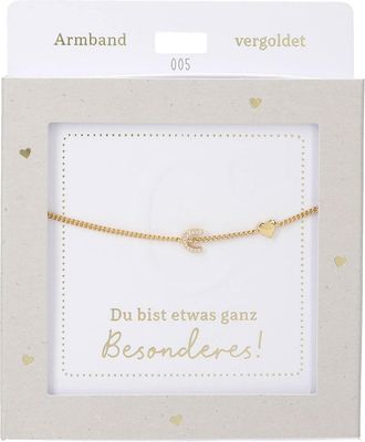 Depesche 13896.5 Armband in Gold, mit Anh&auml;nger C und Herz, variabel in der L&auml;nge, als Geschenk f&uuml;r Freunde und Familie