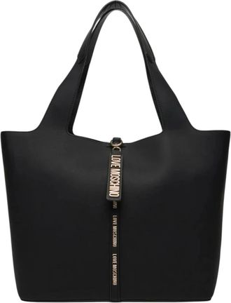 Love Moschino Femme, Sacs, Noir, Taille: ONE Size Sac Shopper Souple avec Breloque Logo