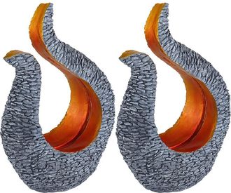 Globo Lighting Solarleuchte Gartendeko Solar Skulptur Steinoptik Solarlampe Design gold, grau, LED warmweiß, LxBxH 23,5x11x34,5 cm, 2er Set