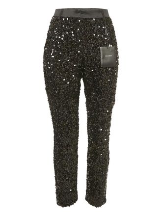 Dolce & Gabbana pantalon brodé de sequins - Noir