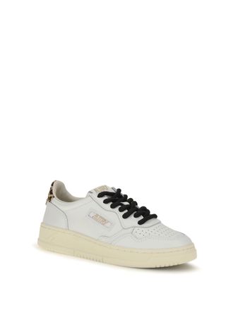Autry Womens Medalist Low Leather Sneakers White-Leopard White/leopard