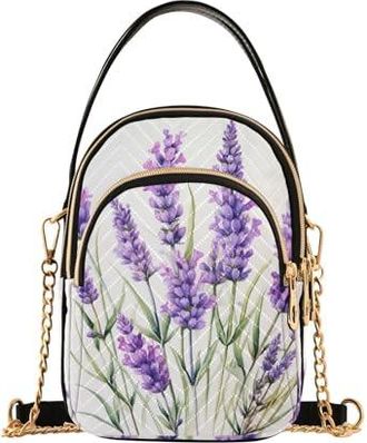 Mnsruu Sac à bandoulière pour femme - Violet lavande - Motif floral - Petit sac à bandoulière avec sangle réglable
