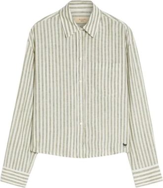 Max Mara Femme, Blouses et Chemises, Vert, Taille: 40 FR Chemise Asym&eacute;trique en Coton D&eacute;lav&eacute;