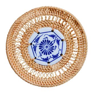 NUOBESTY Vietnamesischer Rattan Tassenuntersetzer 10cm Handgewebte W&auml;rmeisolierte Tischmatte f&uuml;r Teetassen und Schalen Rutschfestes Zubeh&ouml;r f&uuml;r Teezeremonie un