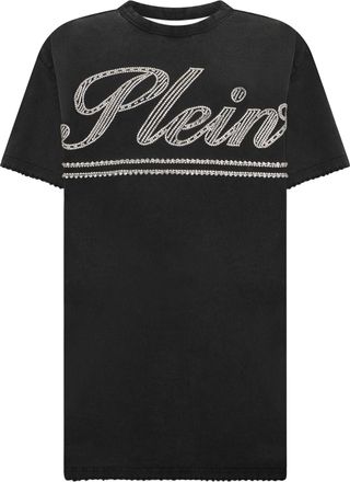 Philipp Plein Open Back T-Shirt Dress Strass Signature