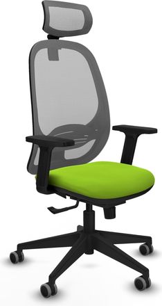 Piqueras y Crespo Stuhl mit Nackenst&uuml;tze Cilanco mit 2D-Armen, h&ouml;henverstellbare Lendenwirbelst&uuml;tze und Kopfteil h&ouml;henverstellbar und neigbar, Grau/Pistazie