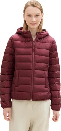 Tom Tailor Damen 1042098 Lightweight Steppmantel mit Kapuze, 35736-deep Wine red, S