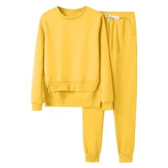 Generic Survêtement Femme Ensemble, Couleur Unie Manches Longues Survetement De Sport Pantalon Et Sweat À Capuche, Survêtement Femme Aérée Tunique Outdoor Avo