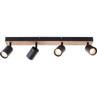 Brilliant Plafonnier brillant Jello Wood spot bar, pivotant, 15x60x8 cm, 4 x GU10, 345lm, 3000K, m&eacute;tal/bois