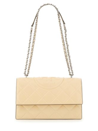 Tory Burch Womens Fleming Bag Beige Goat Leather Shoulder