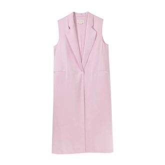 Genny Rosa Satin Langes Weste - - Jackets - Damen - Rosa - M