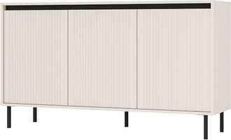 Selsey Osaka Sideboard Sandbeige - Modernes Dreit&uuml;riges Sideboard mit Gerillten Fronten & Gefr&auml;sten Griffen - Metalf&uuml;&szlig;e & Robustes MDF - Kommode 40 cm Tief f